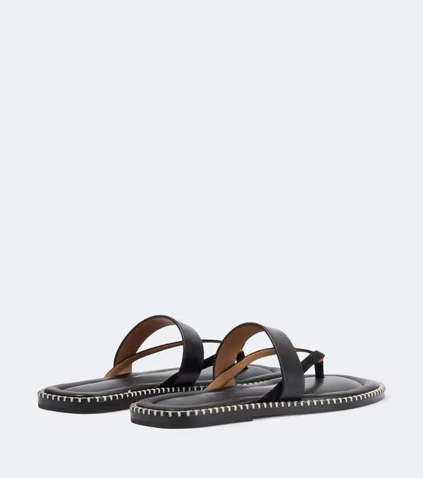 Dries Van Noten Leather Thong Sandals - Black