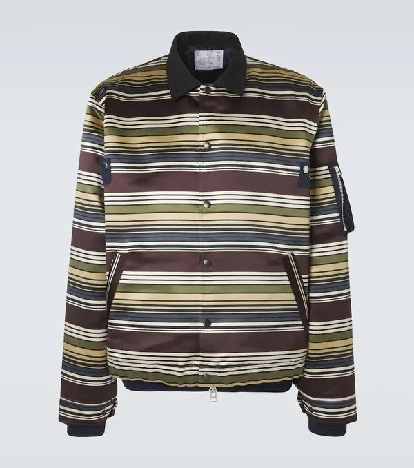 Sacai Striped Blouson Jacket - Brown