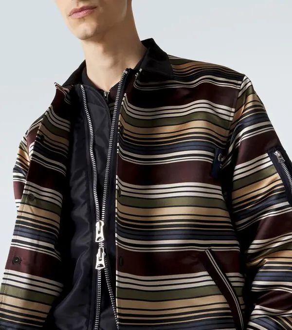 Sacai Striped Blouson Jacket - Brown
