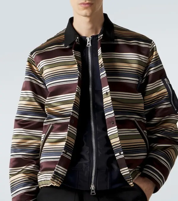 Sacai Striped Blouson Jacket - Brown