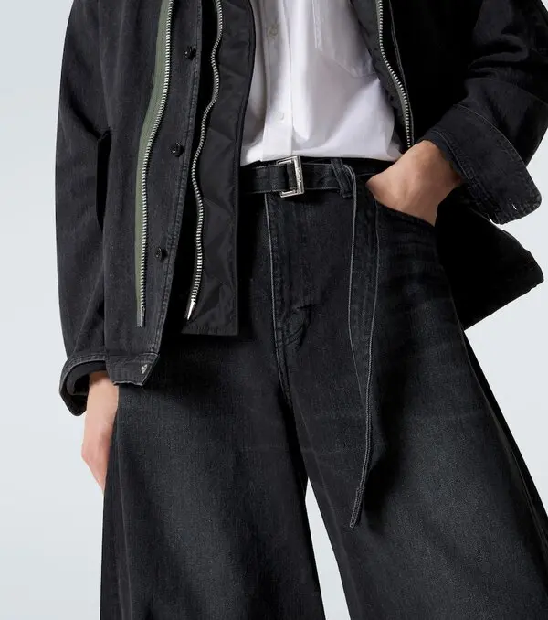 Sacai Belted Barrel-leg Jeans