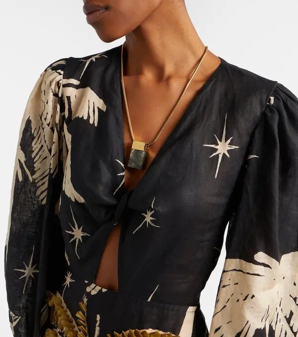 Johanna Ortiz Linen Maxi Dress - Black