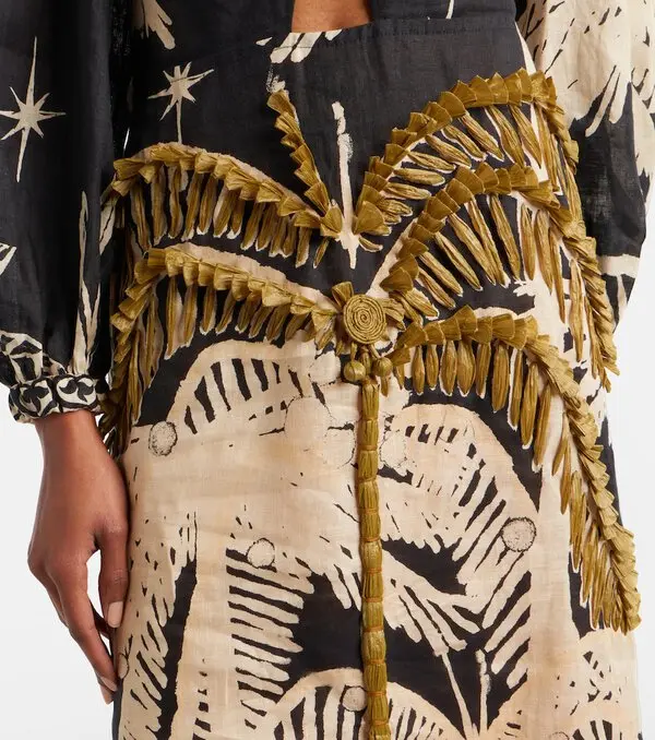 Johanna Ortiz Linen Maxi Dress - Black