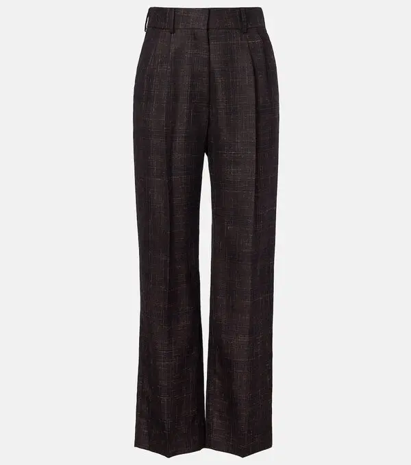 BLAZÉ MILANO Fox Checked Wide-leg Pants
