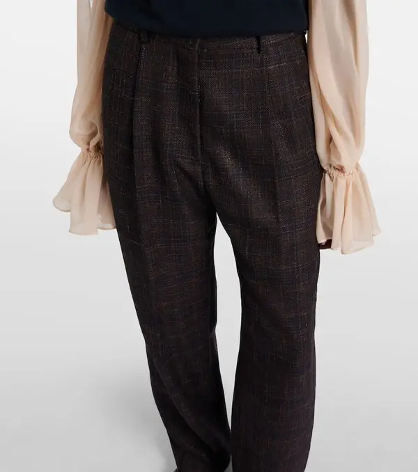 BLAZÉ MILANO Fox Checked Wide-leg Pants