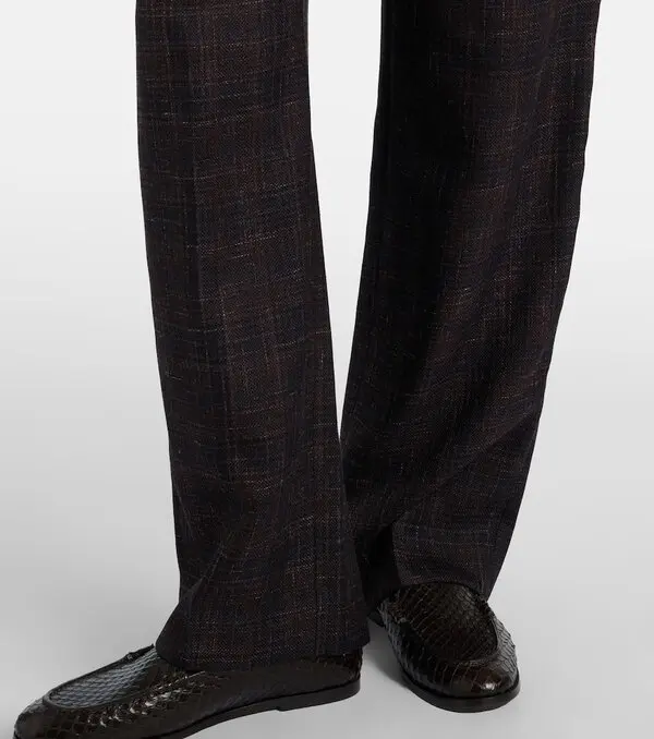 BLAZÉ MILANO Fox Checked Wide-leg Pants