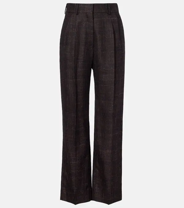 BLAZÉ MILANO Fox Checked Wide-leg Pants - Brown