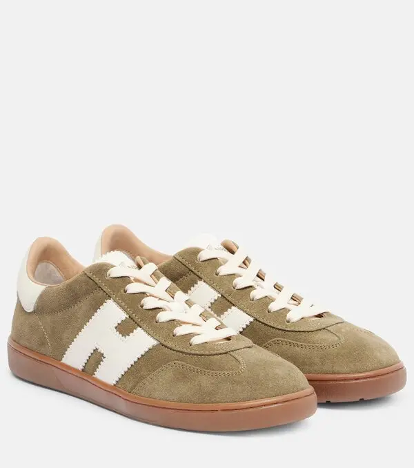 Hogan Suede And Mesh Lace-up Sneakers - Green