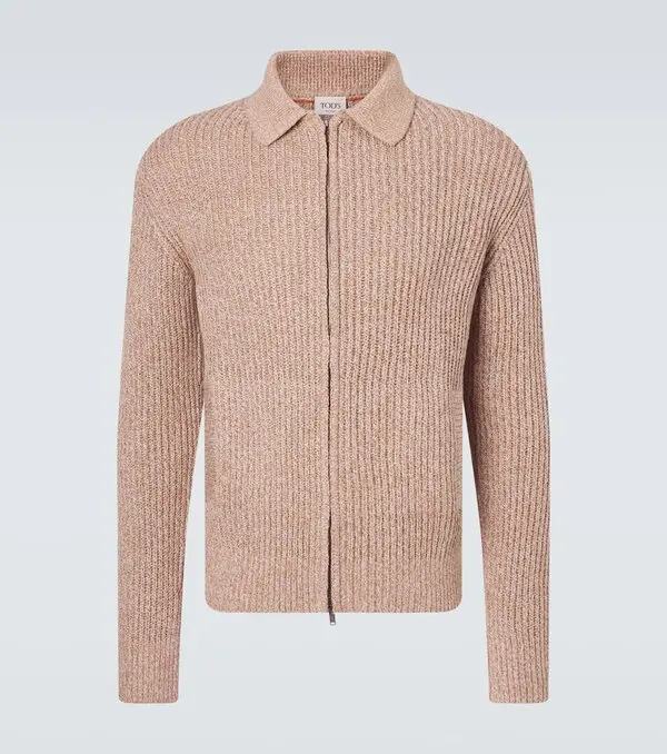 TOD'S Cotton Mouliné Zip-up Cardigan