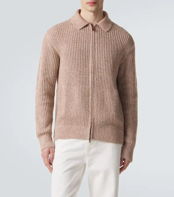 TOD'S Cotton Mouliné Zip-up Cardigan