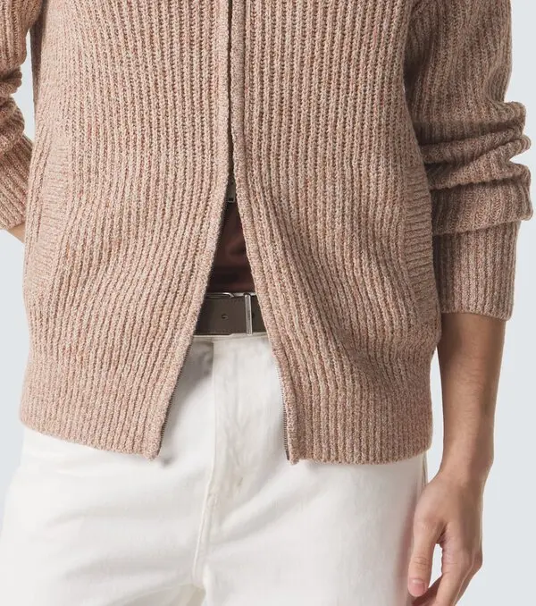 TOD'S Cotton Mouliné Zip-up Cardigan
