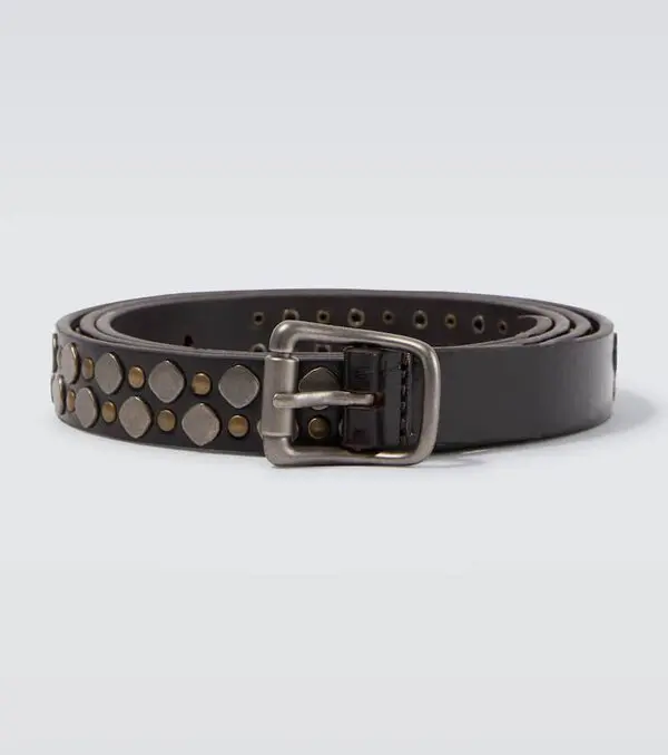 LEMAIRE Studded Leather Belt - Brown