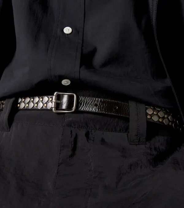 LEMAIRE Studded Leather Belt - Brown