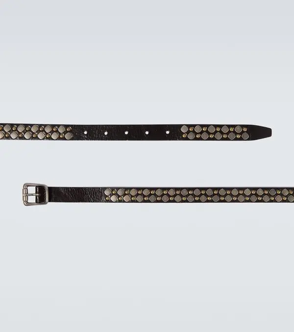 LEMAIRE Studded Leather Belt - Brown