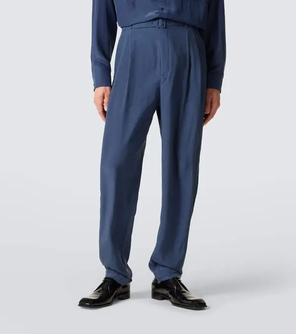 Saint Laurent Silk Habotai Tapered Pants