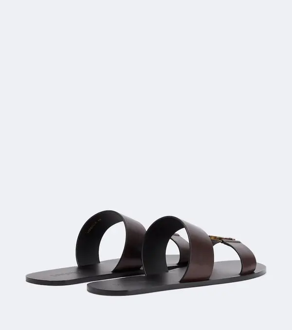 Saint Laurent Babylone Leather Sandals - Brown