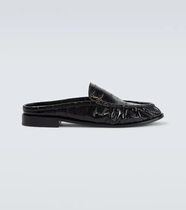 Saint Laurent Le Loafer Eel Leather Mules - Black