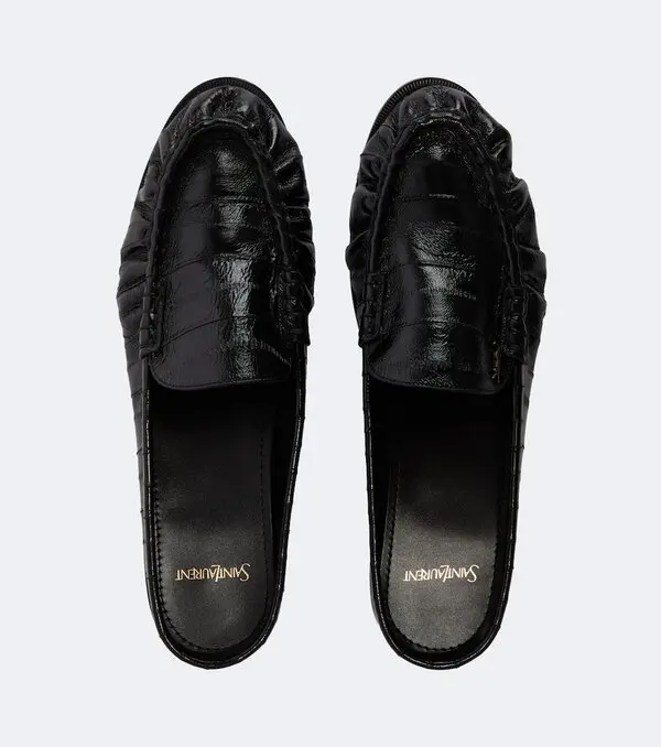 Saint Laurent Le Loafer Eel Leather Mules - Black