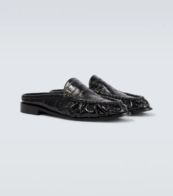 Saint Laurent Le Loafer Eel Leather Mules - Black