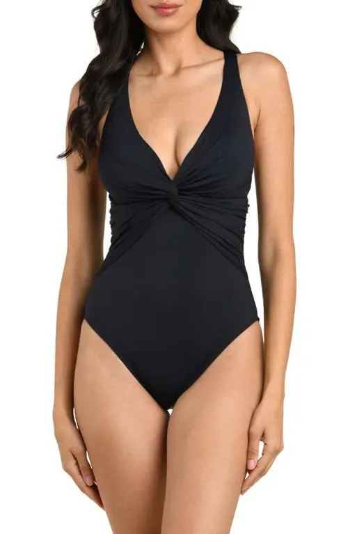 La Blanca Island Plunge One-piece Swimsuit - Black