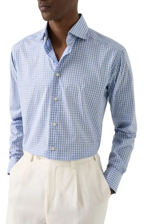 Eton Slim Fit Check Dress Shirt - Medium Blue