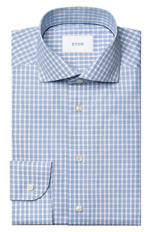 Eton Slim Fit Check Dress Shirt - Medium Blue