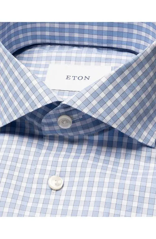Eton Slim Fit Check Dress Shirt - Medium Blue