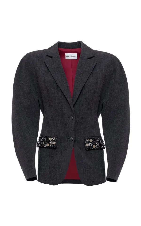 DES_PHEMMES Embellished Blazer - Dark Grey