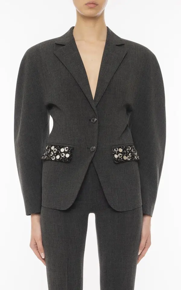 DES_PHEMMES Embellished Blazer - Dark Grey