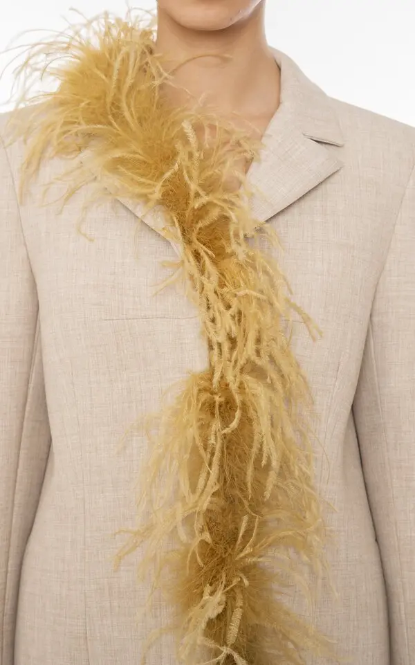 DES_PHEMMES Feathered Car Coat - Light Grey