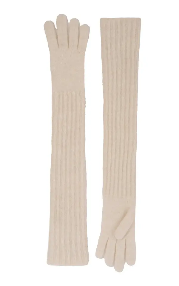 DES_PHEMMES Elbow-length Mohair Gloves - Off-white