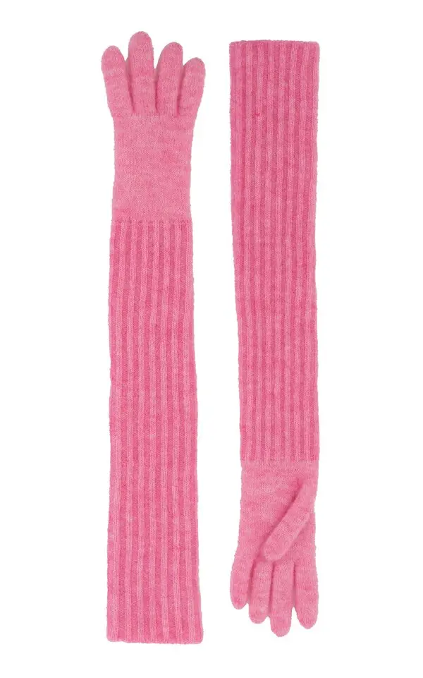 DES_PHEMMES Elbow-length Mohair Gloves - Pink