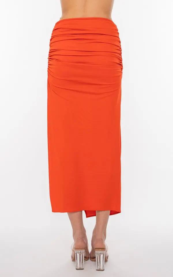 DES_PHEMMES Embellished Wrap Midi Skirt - Orange