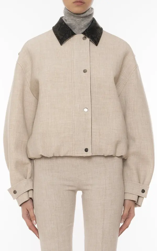 DES_PHEMMES Workwear Bomber Jacket - Light Grey