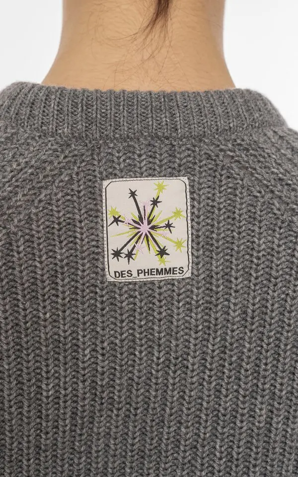 DES_PHEMMES Bow-detailed Sweater - Light Grey