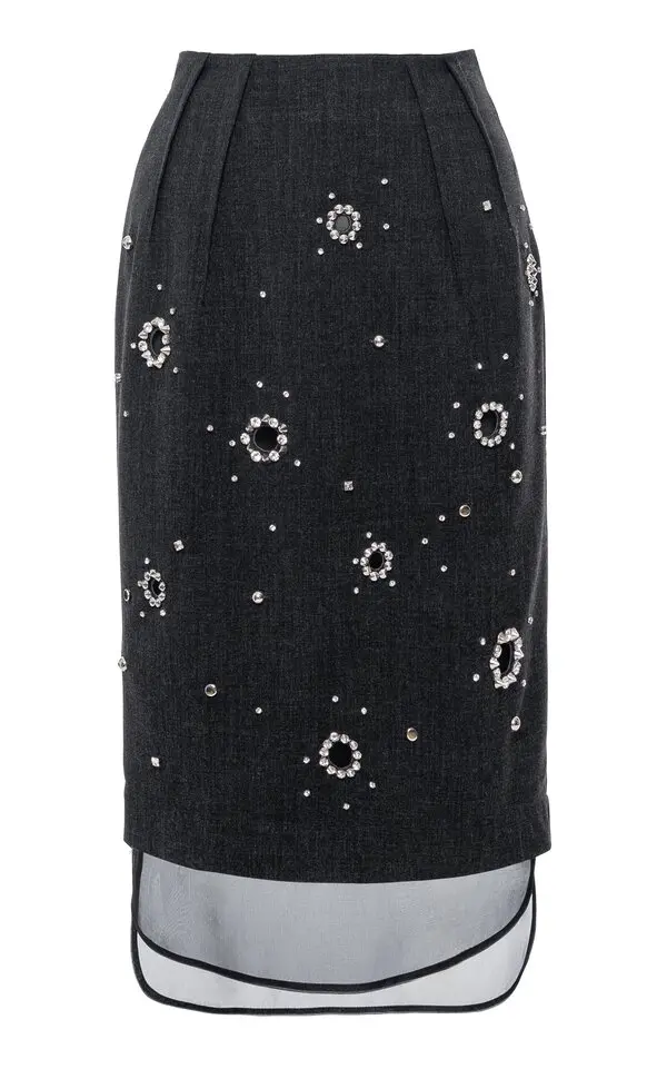 DES_PHEMMES Embellished Pencil Skirt - Dark Grey