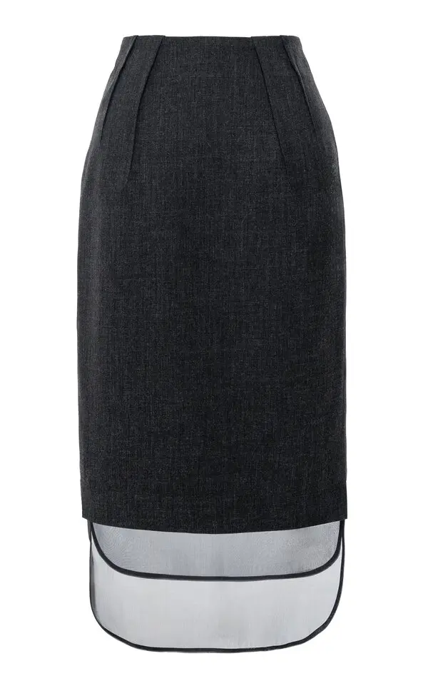 DES_PHEMMES Embellished Pencil Skirt - Dark Grey