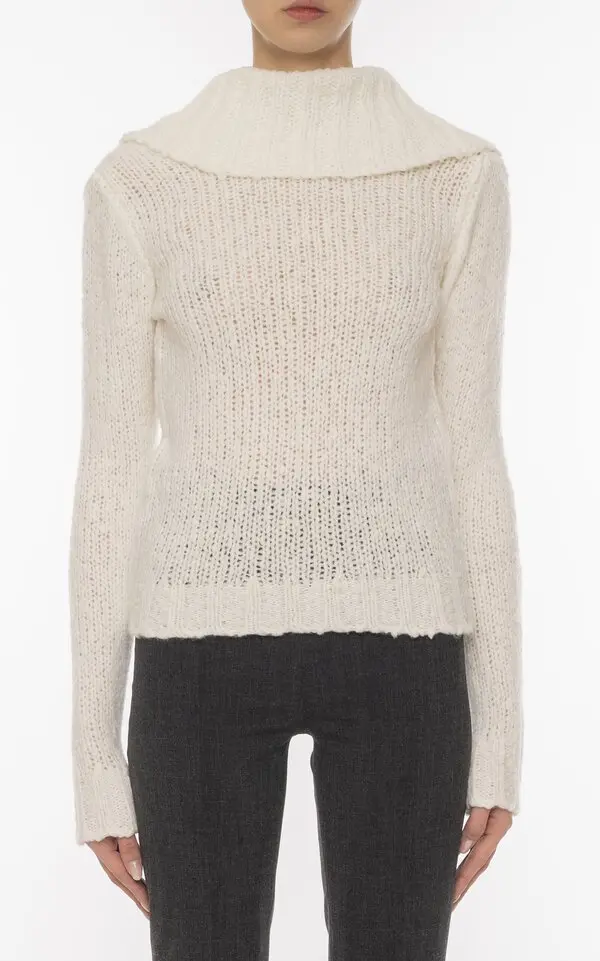 DES_PHEMMES Backless Wool-blend Sweater - White