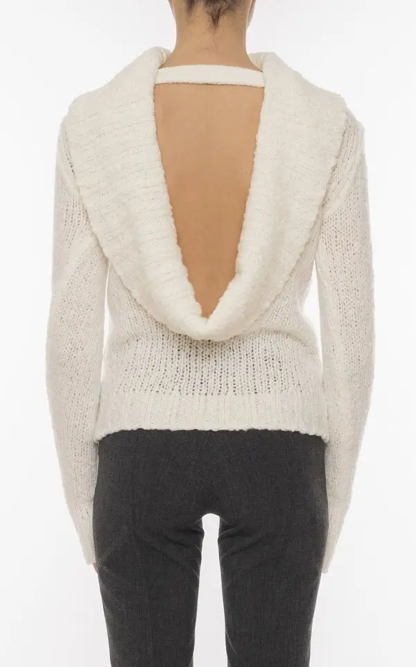 DES_PHEMMES Backless Wool-blend Sweater - White