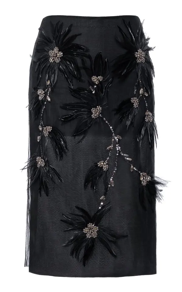 DES_PHEMMES Embellished Sheer Knee-length Skirt