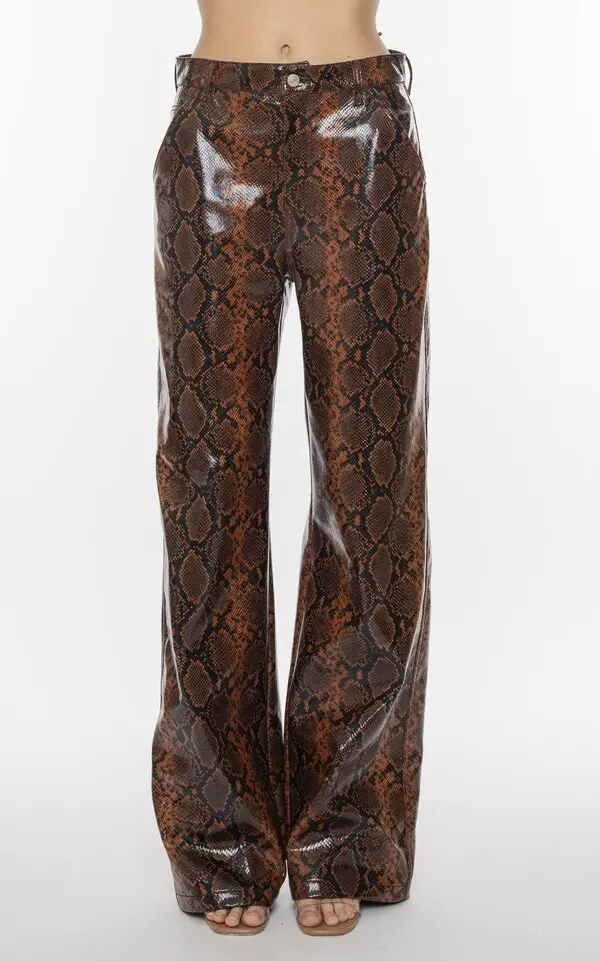 DES_PHEMMES Snake-embossed Wide-leg Trousers - Red