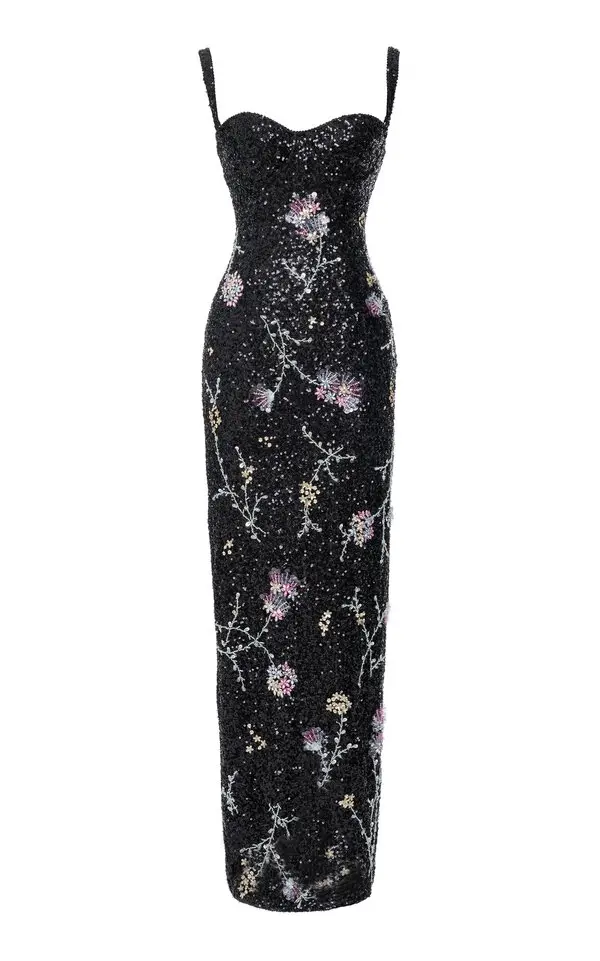DES_PHEMMES Embellished Maxi Dress - Black