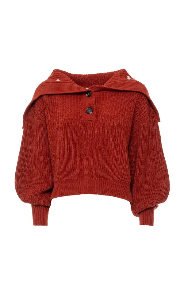 DES_PHEMMES Embellished Wool-blend Pullover - Red