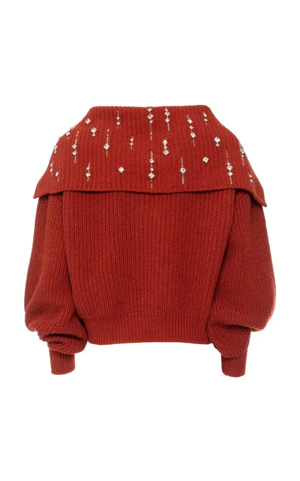 DES_PHEMMES Embellished Wool-blend Pullover - Red