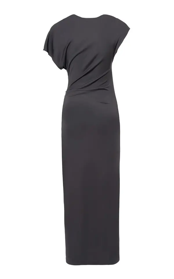 DES_PHEMMES Embellished Asymmetric Midi Dress - Dark Grey