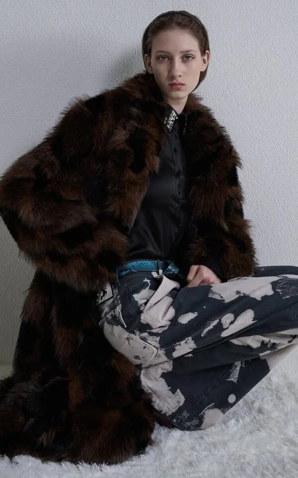 DES_PHEMMES Oversized Ecofur Coat