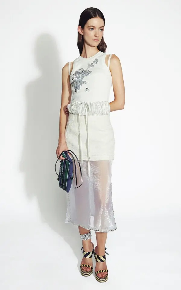 DES_PHEMMES Embellished Stretch-cotton Tank Top