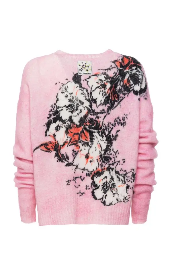 DES_PHEMMES Handpainted Mohair Sweater - Pink