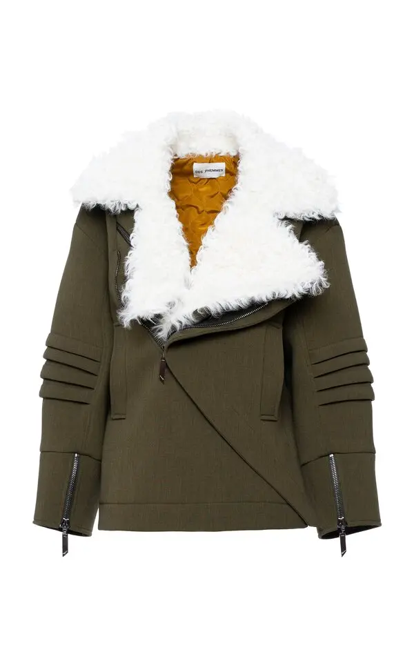DES_PHEMMES Fur-trimmed Parka - Dark Green