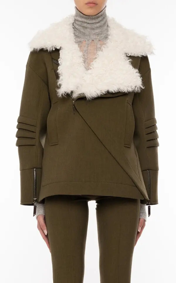 DES_PHEMMES Fur-trimmed Parka - Dark Green